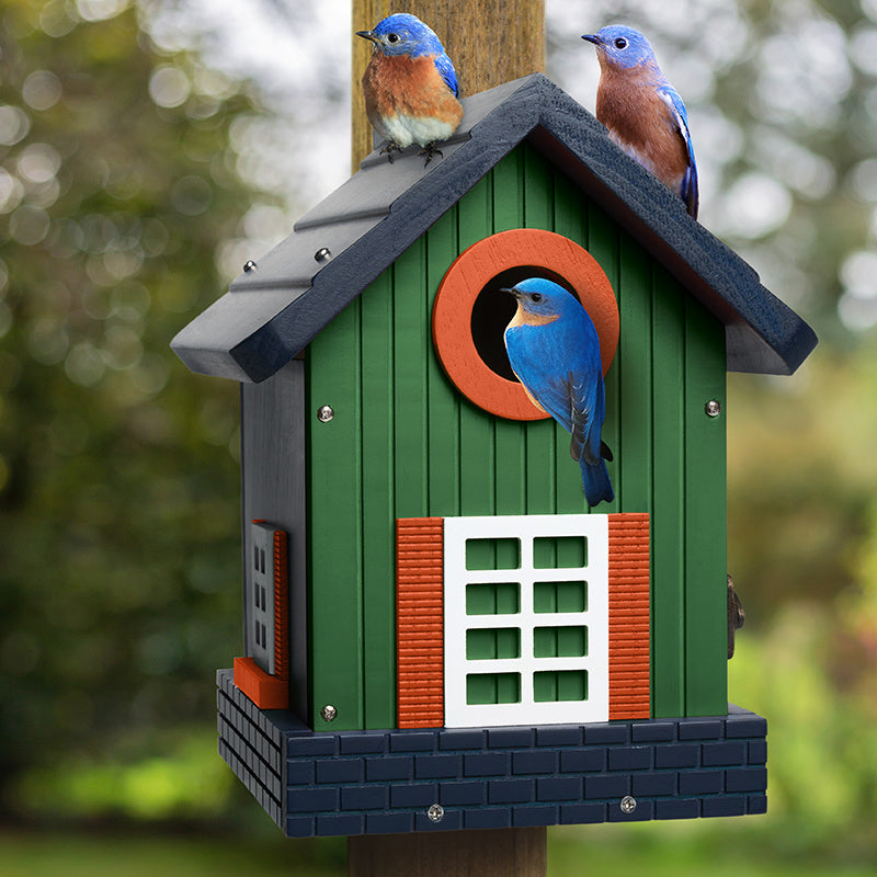 Wooden Design Bird House with Predator Guard – Garden Lovers Club