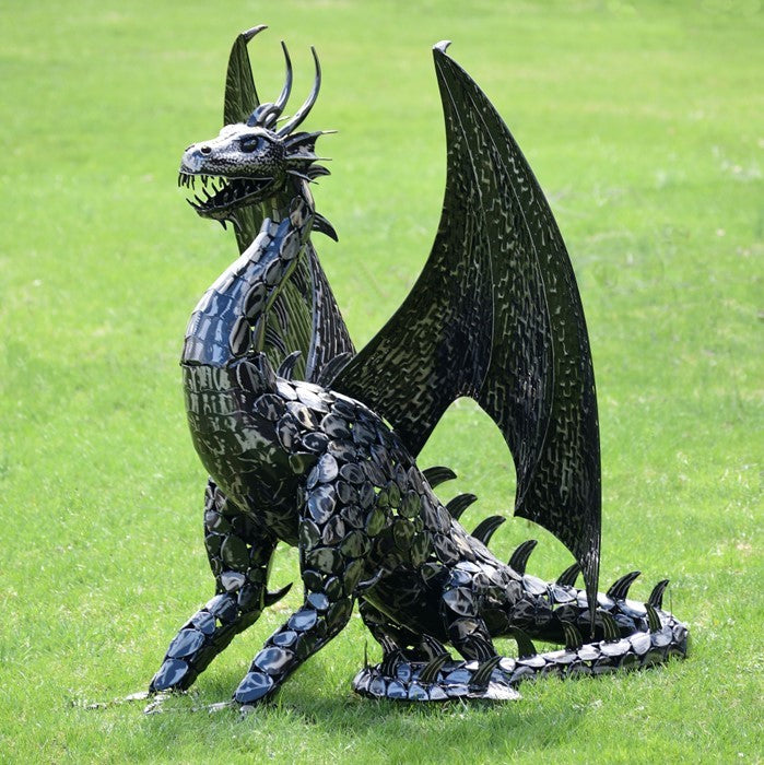 4.75 ft. Tall Large Iron Sentry Dragon Statue "Draco" – Garden Lovers Club