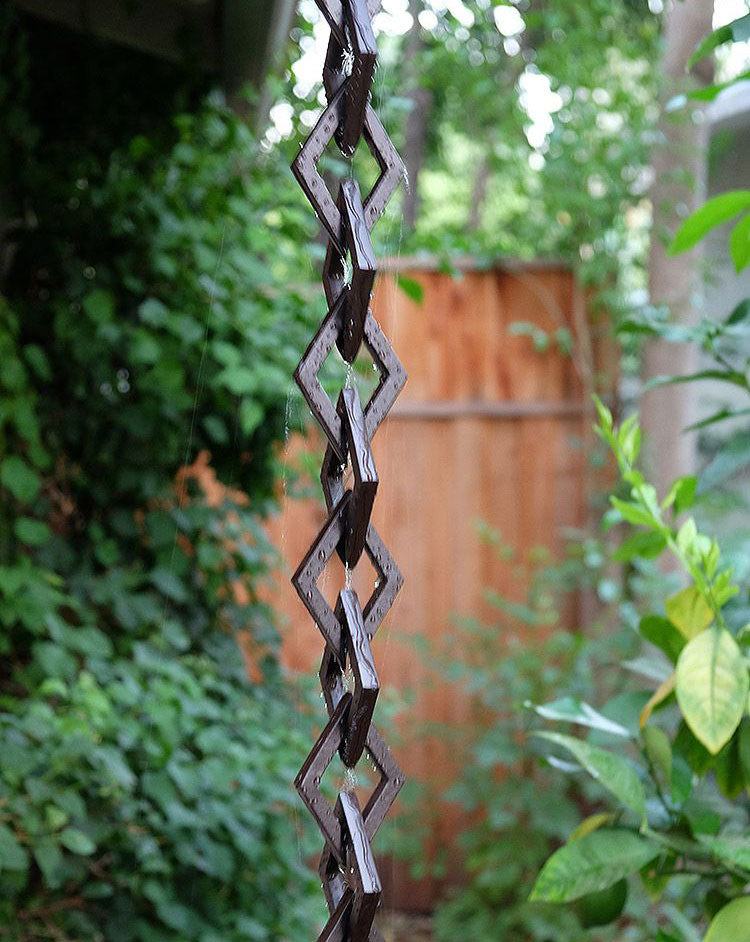 Rainchains - Bronze Hand Cast Diamond Link Chain - CLD01-BRZ – Garden ...