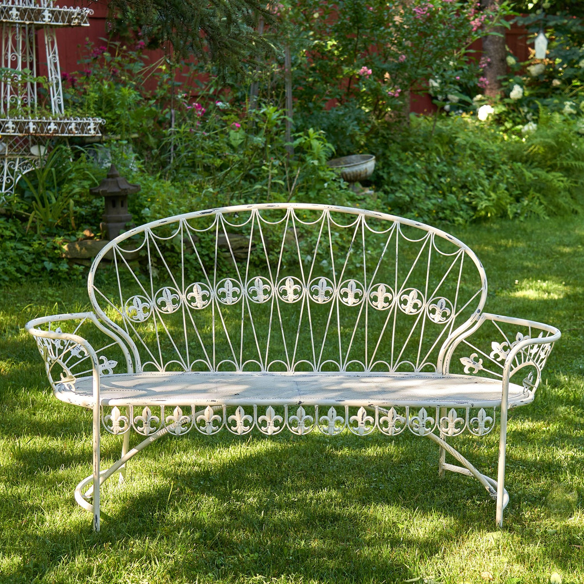 "La Rochelle - Paris 1968" Iron Garden Bench with Curved Back in Antiq ...