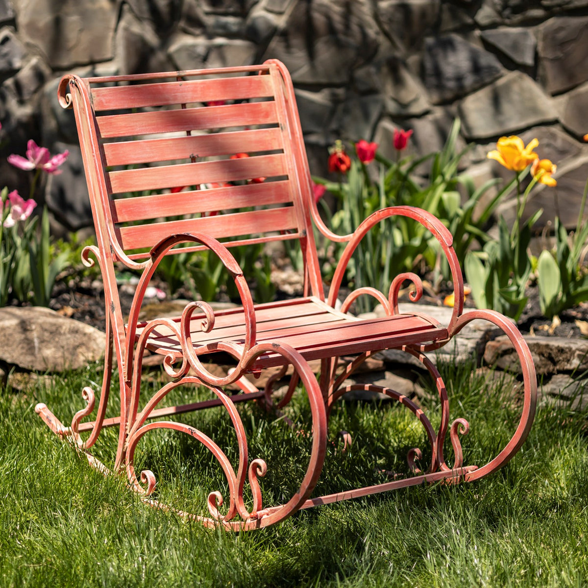 "Monte Carlo 1968" Iron Rocking Arm Chair in Flamingo Pink – Garden ...